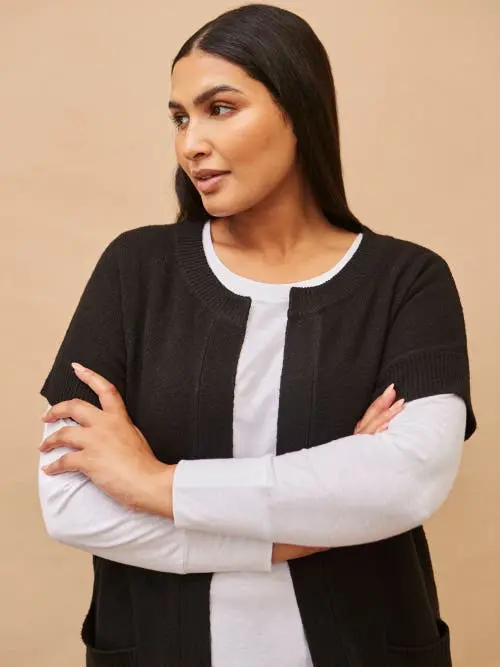 LIVE UNLIMITED Ribbed Neck Longline Cardigan