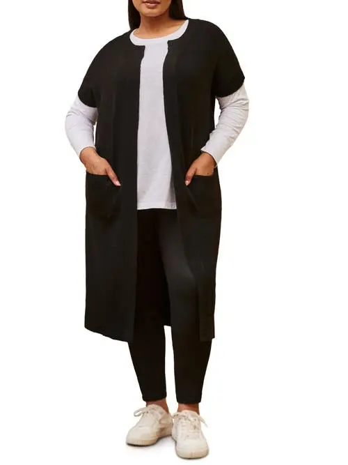 LIVE UNLIMITED Ribbed Neck Longline Cardigan