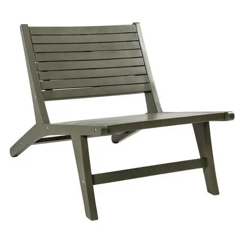 JONATHAN Y Leo Mid-century Modern Wood Armless Outdoor Lounge Chair - Olive Green
