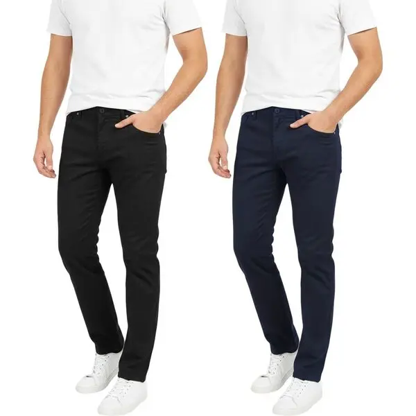 BENBEN 2 Pack Chinos Slim Fit Stretch Pants - Black/navy
