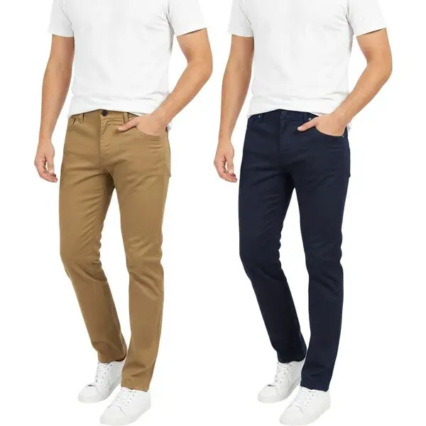 BENBEN 2 Pack Chinos Slim Fit Stretch Pants - Khaki/navy