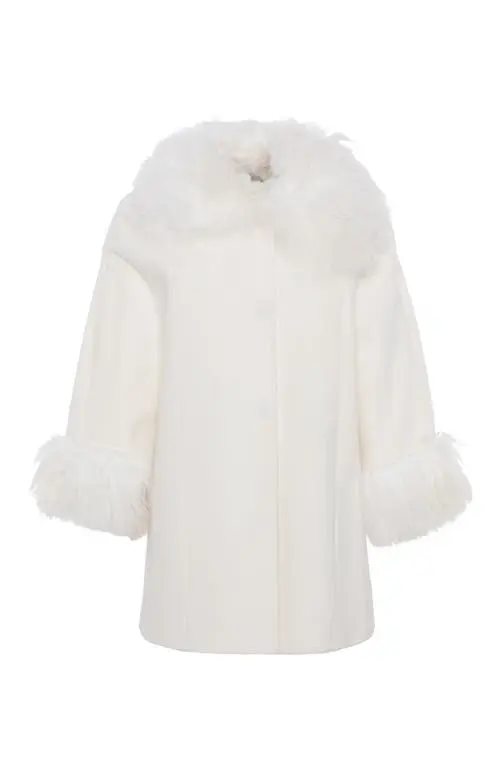 Gorski Wool Cape With Shearling Collar And Cuffs - Ivory