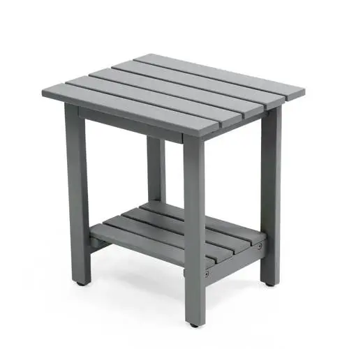 JONATHAN Y Kellie 16.1" Cottage Classic Slatted Solid Acacia Wood Indoor/outdoor Side Table With Shelf - Gray