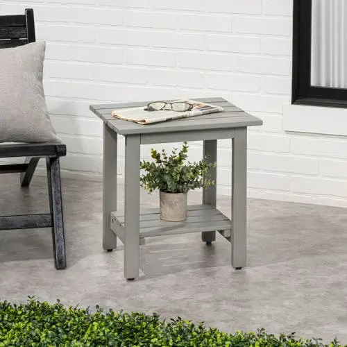 JONATHAN Y Kellie Modern Wood Outdoor Side Table - Gray