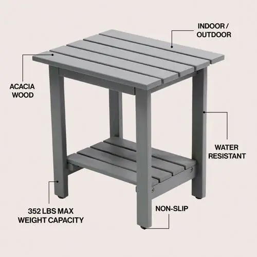JONATHAN Y Kellie Modern Wood Outdoor Side Table - Gray