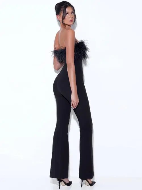 MISS CIRCLE Kylan Feather-trimmed Jumpsuit