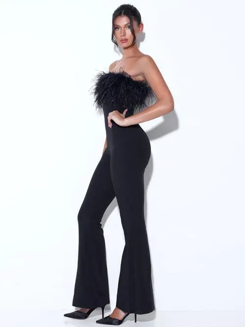 MISS CIRCLE Kylan Feather-trimmed Jumpsuit