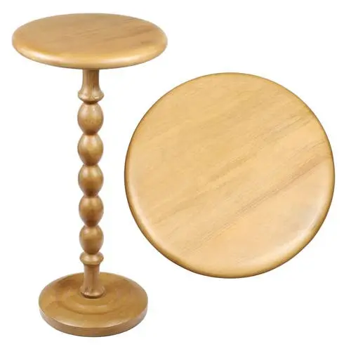 JONATHAN Y Augustus 24.5" Cottage Classic Spindle Wood Pedestal Round Drink Table And Decorative End Table - Natural