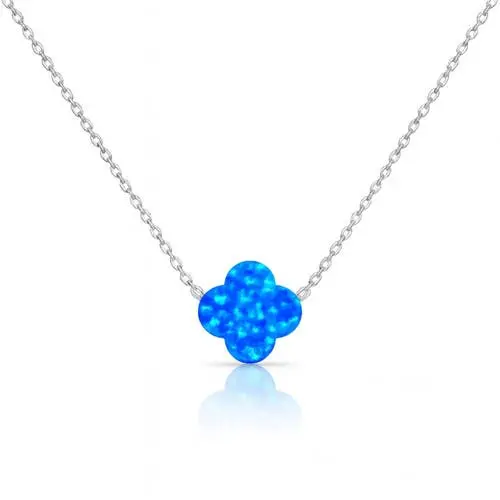 DONATELLO GIAN Sterling Silver Opal Clover Pendant Necklace - Blue