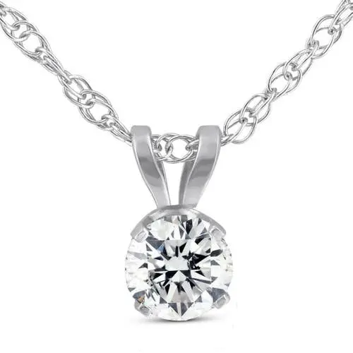 BLISS DIAMOND 1/3 Ct Lab Grown Diamond Solitaire Pendant Necklace - 14k White Gold