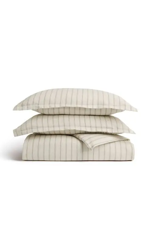 CHRISTY Flannel Stripe Brushed Cotton Duvet Cover Sets - Oat