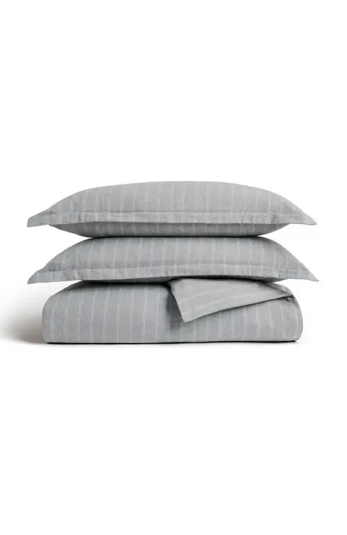 CHRISTY Flannel Stripe Brushed Cotton Duvet Cover Sets - Silver