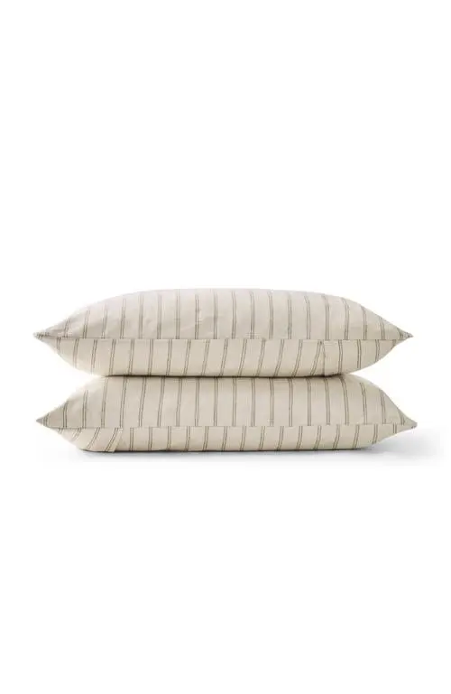 CHRISTY Flannel Stripe Brushed Cotton Pillow Sham Pairs - Oat