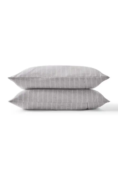 CHRISTY Flannel Stripe Brushed Cotton Pillow Sham Pairs - Silver