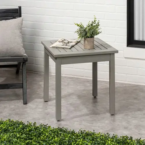 JONATHAN Y Archer Modern Square Wood Outdoor Side Table - Gray