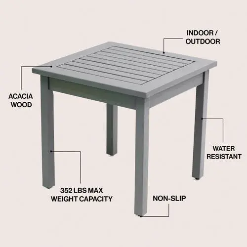 JONATHAN Y Archer Modern Square Wood Outdoor Side Table - Gray