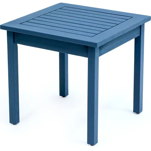 JONATHAN Y Archer 18.9" Modern Classic Square Slatted Solid Acacia Wood Indoor/outdoor Adirondack Side Table - Nautical Blue