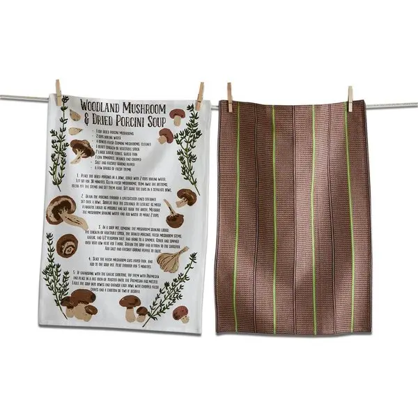 TAG Mushroom Soup Kitchen Towels Set Of 2 Multicolor Cotton - Multicolored