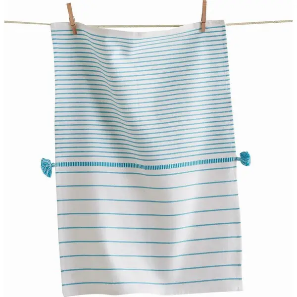TAG Aqua Beach Stripe Cotton Dishtowel For Kitchen Cleaning - Blue