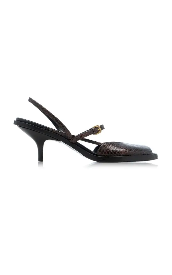 Dries Van Noten Slingback Python-effect Leather Pumps