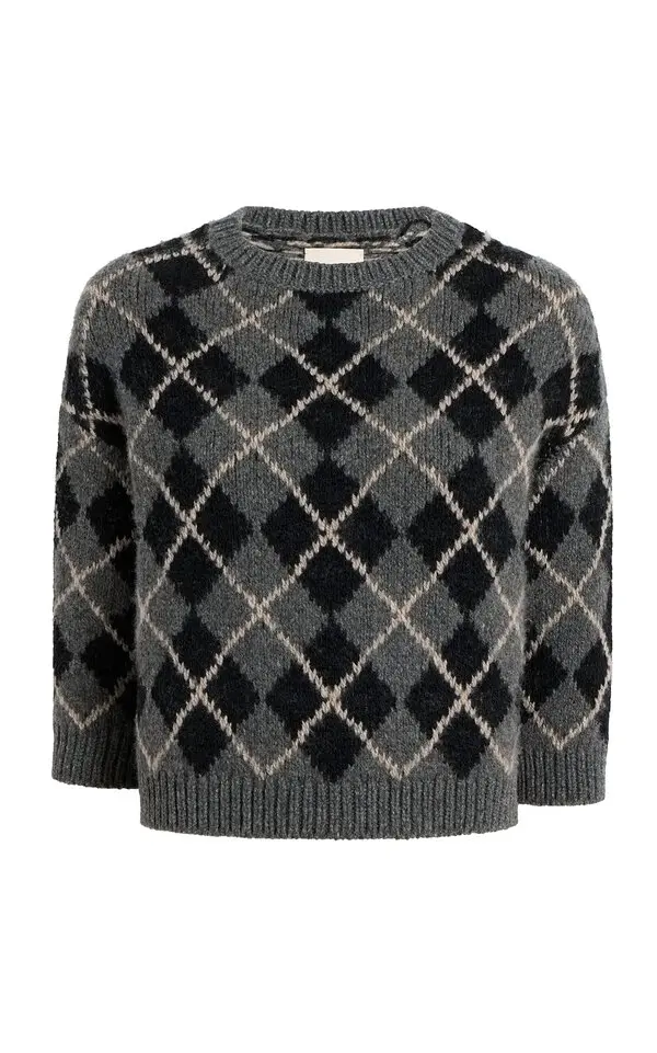 Khaite Colt Argyle Cashmere Sweater - Grey