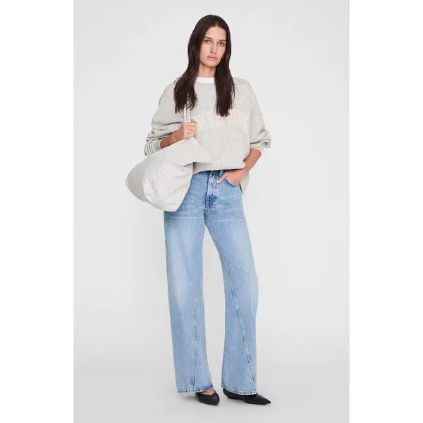 ANINE BING Miles Sweatshirt - Washed White Leopard