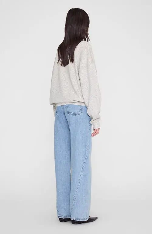 ANINE BING Miles Sweatshirt - Washed White Leopard
