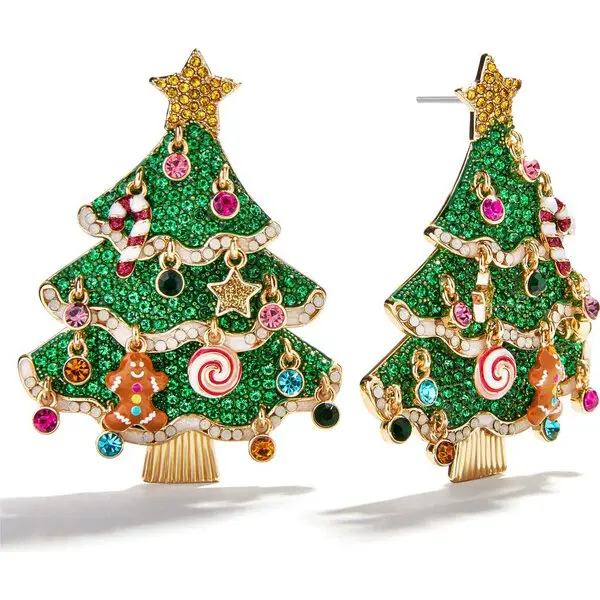 Baublebar Oh Glitzmas Tree Crystal Statement Earrings - Multi