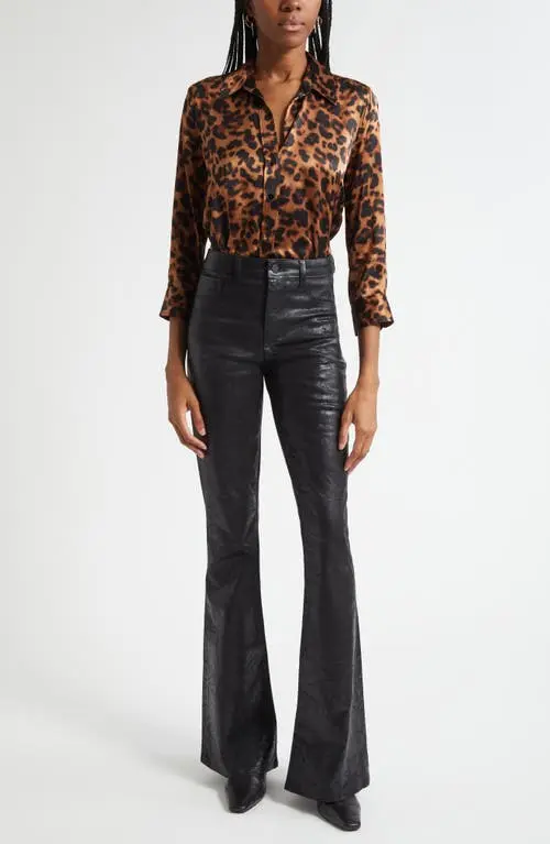 L'Agence Dani Leopard Print Silk Shirt