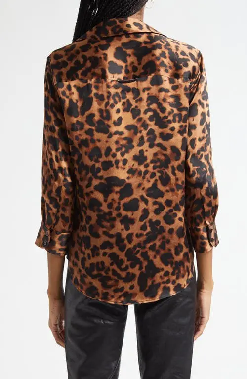 L'Agence Dani Leopard Print Silk Shirt