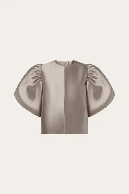 MALINA Cleo Pouf Balloon Sleeve Blouse - Graphite