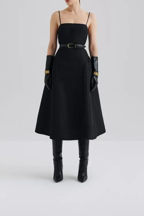MALINA Calista Exaggerated Hip Midi Dress