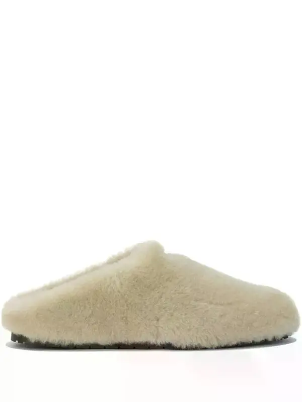 Prada Fur Flat Mules - Neutrals