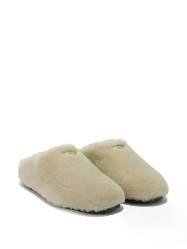 Prada Fur Flat Mules - Neutrals