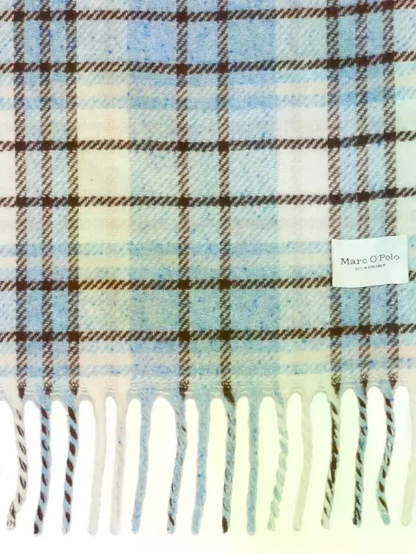Marc O'polo Checked Fringed Scarf - Blue