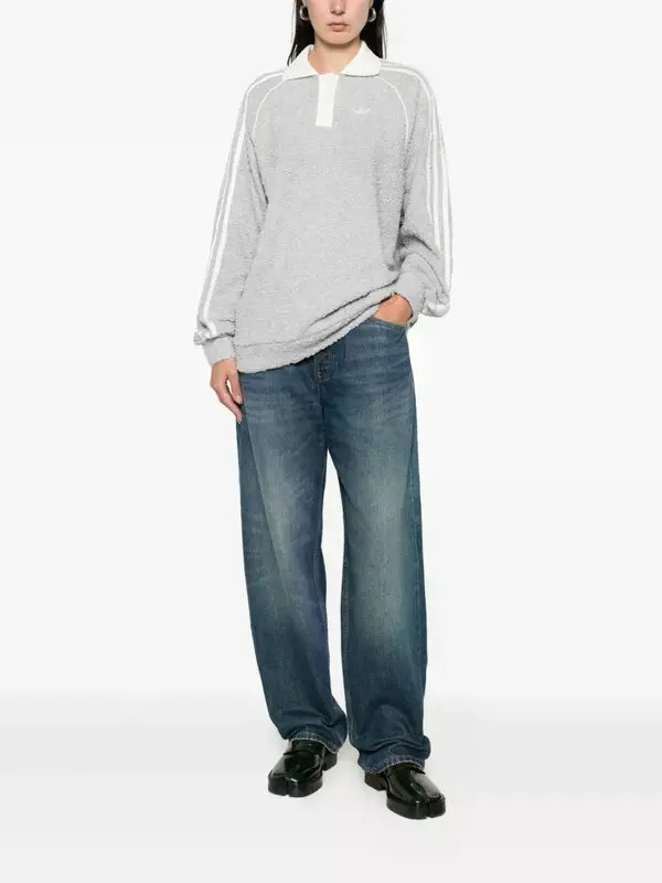 Adidas Three-stripe Bouclé Polo Top
