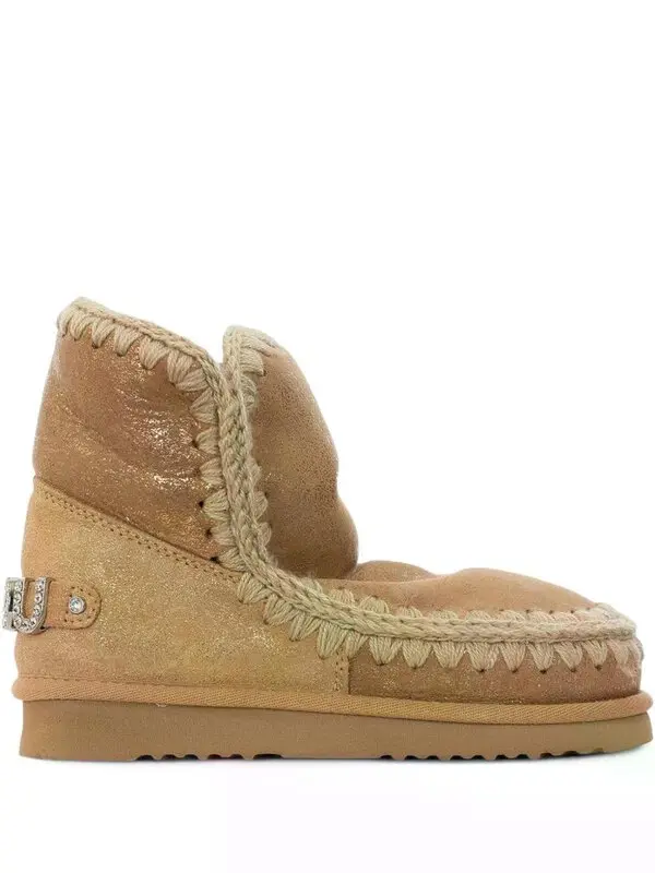 Mou Embellished Logo Crocheted Boots - Neutrals
