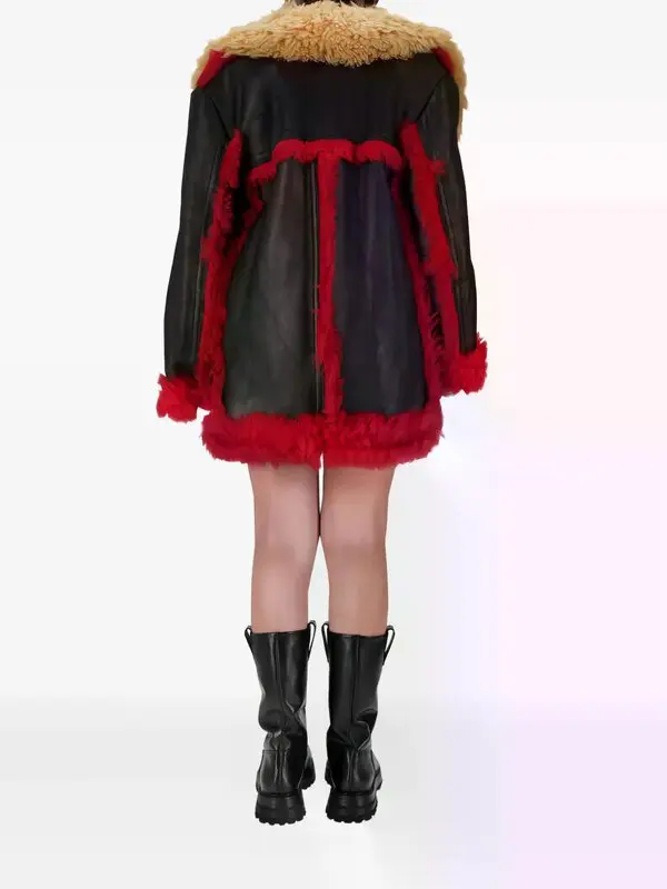 Prada Leather Coat With Fur Trim