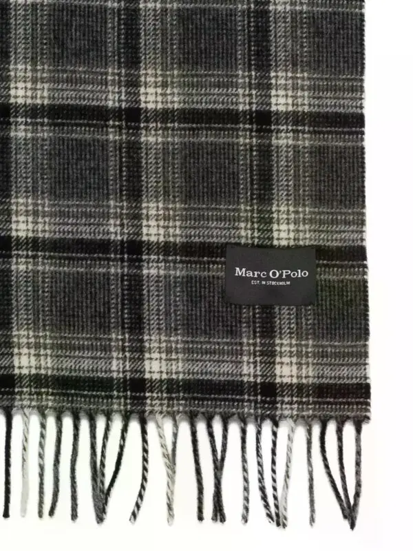 Marc O'polo Checked Fringed Scarf - Grey