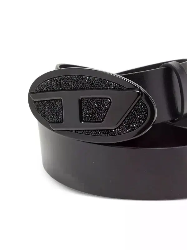 DIESEL® B-1dr 2.0 Full Rocks Leather Belt - Black