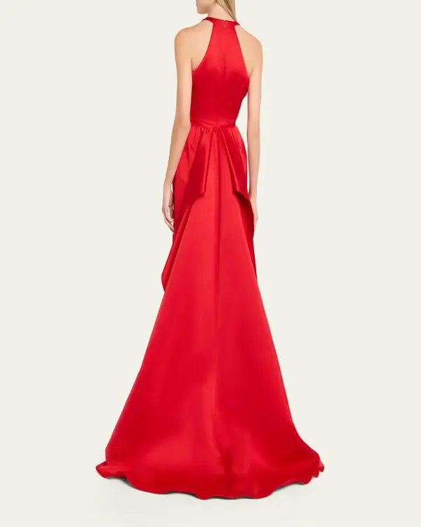 Prabal Gurung Caroline Satin Gown With Detachable Train