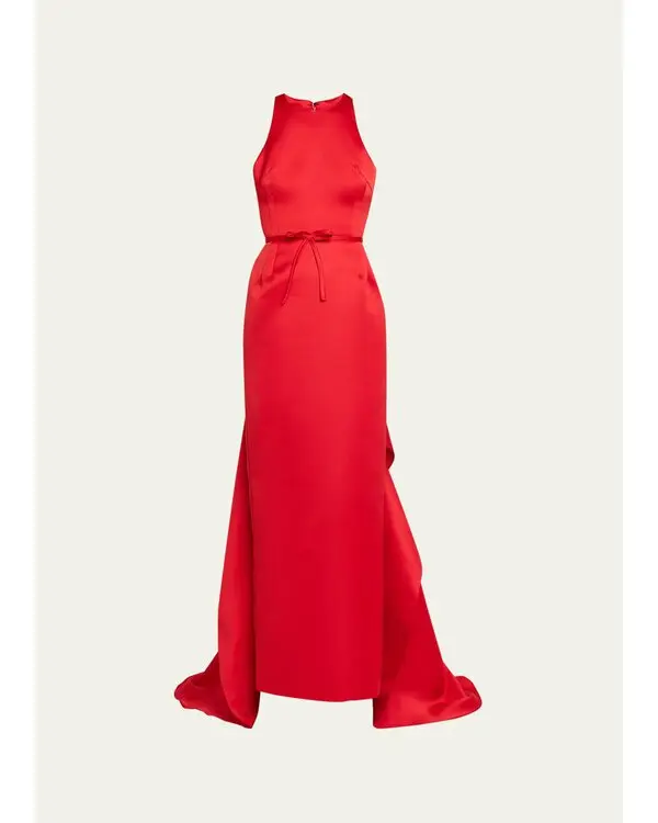 Prabal Gurung Caroline Satin Gown With Detachable Train