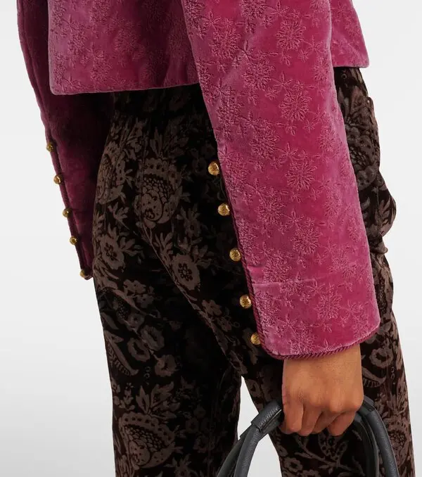 Chloé Floral Cropped Cotton Velvet Jacket - Purple