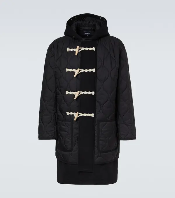 Comme Des Garçons Homme Quilted Wool Duffle Coat - Black