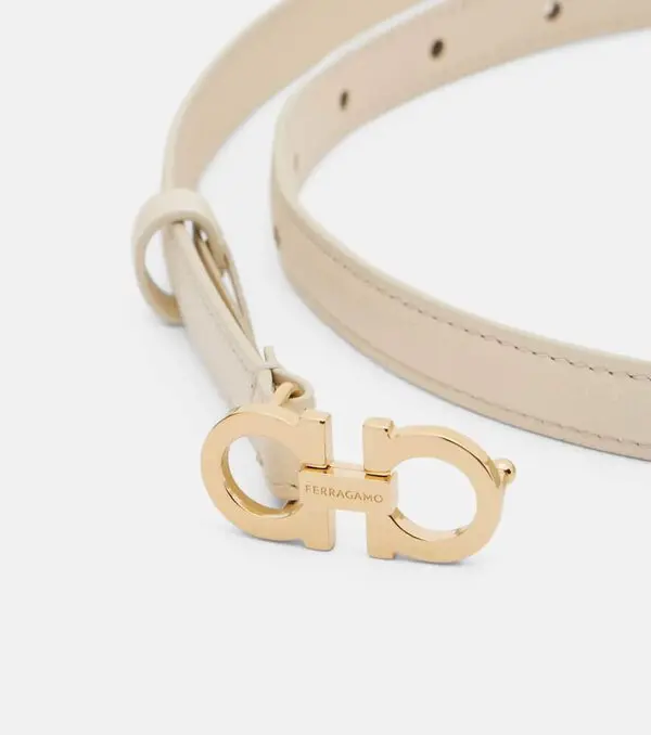 FERRAGAMO Gancini Leather Belt - Beige