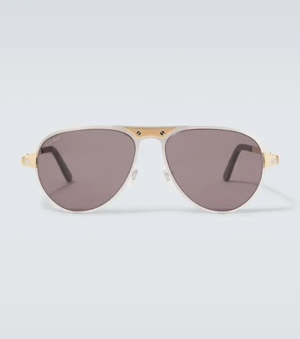 Cartier Santos De Aviator Sunglasses - Grey