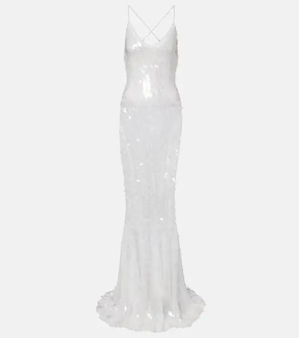 Norma Kamali Sequined Open-back Gown