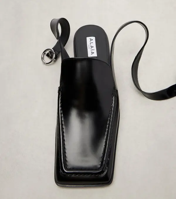 Alaïa Leather Slingback Flats - Black
