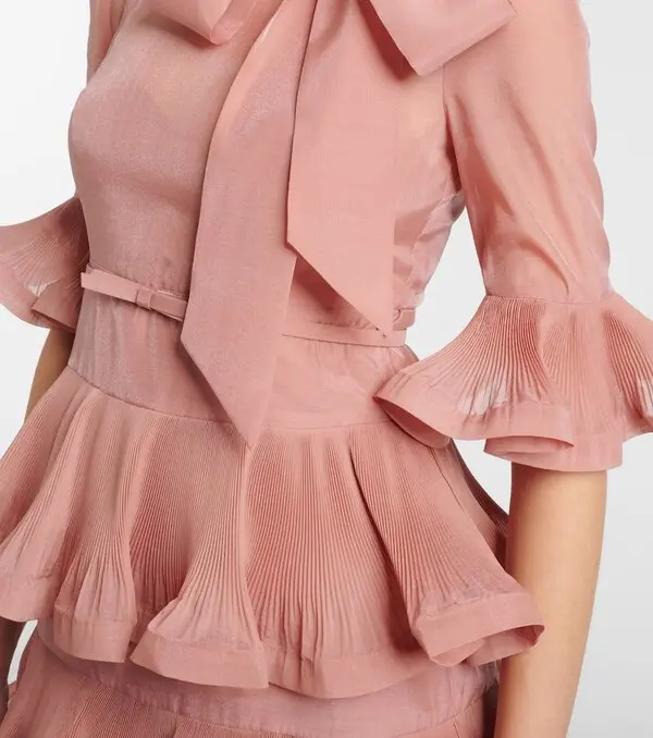 Zimmermann Tiered Pleated Midi Dress - Pink
