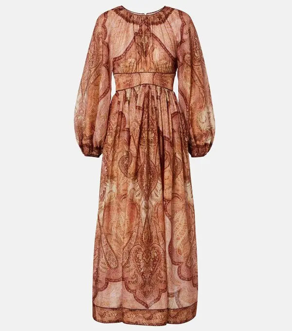 Zimmermann Wanderlust Printed Midi Dress - Burgundy